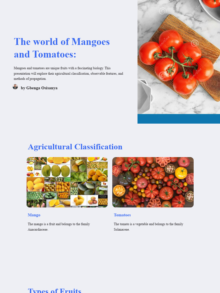 The World of Mangoes and Tomatoes | PDF | Fruit | Horticultural Techniques