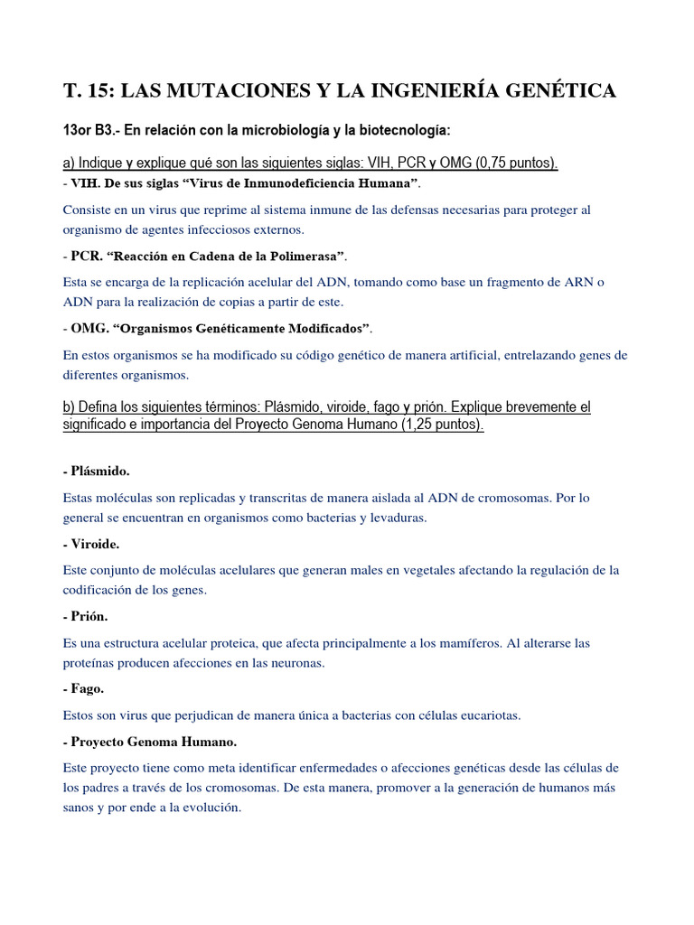 EvAU Tema 15 | PDF | Mutación | Gene