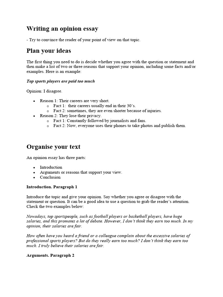 How to Write an Opinion Essay | PDF | Essays | Argument