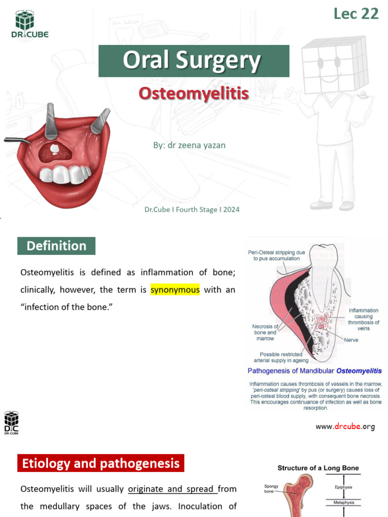 Osteomyelitis in Oral Surgery Guide | PDF | Infection | Bone