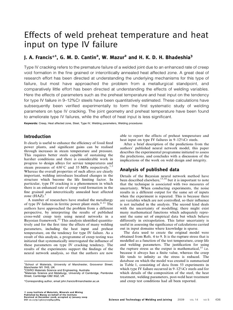 Effects of Weld Preheat Temperature and Heat | PDF | Fracture | Welding