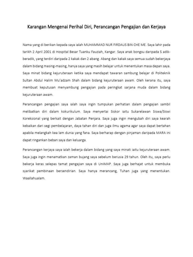Karangan Mengenai Perihal Diri | PDF