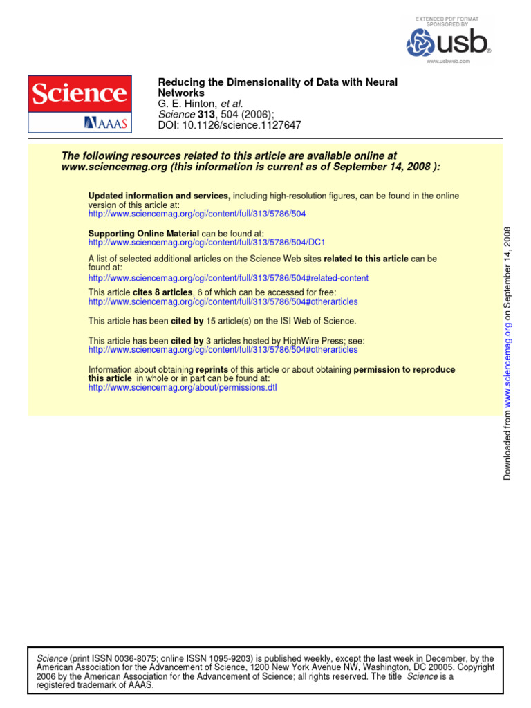 Hinton 2006 | PDF | Principal Component Analysis | Artificial Intelligence