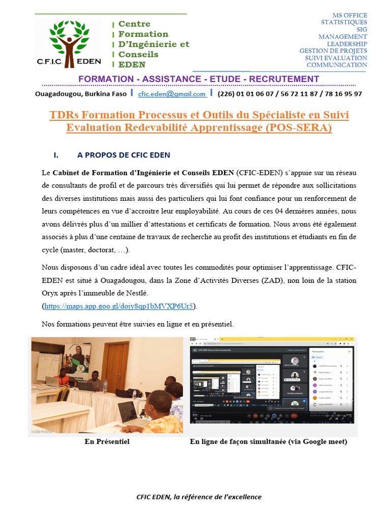 Formation en Suivi Évaluation MEAL/SERA | PDF | Logiciel | Gestion de ...