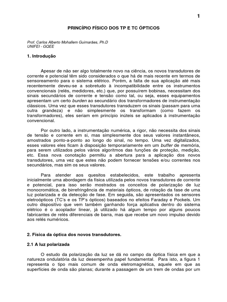 Novos Transdutores de Corrente e Potencial - 3 | PDF | Polarização ...