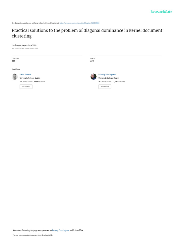 Solutions for Diagonal Dominance in Clustering | PDF | Cluster Analysis | Matrix (Mathematics)