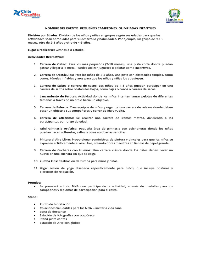 Olimpiadas Infantiles: Pequeños Campeones | PDF | Hogar, jardinería y ...