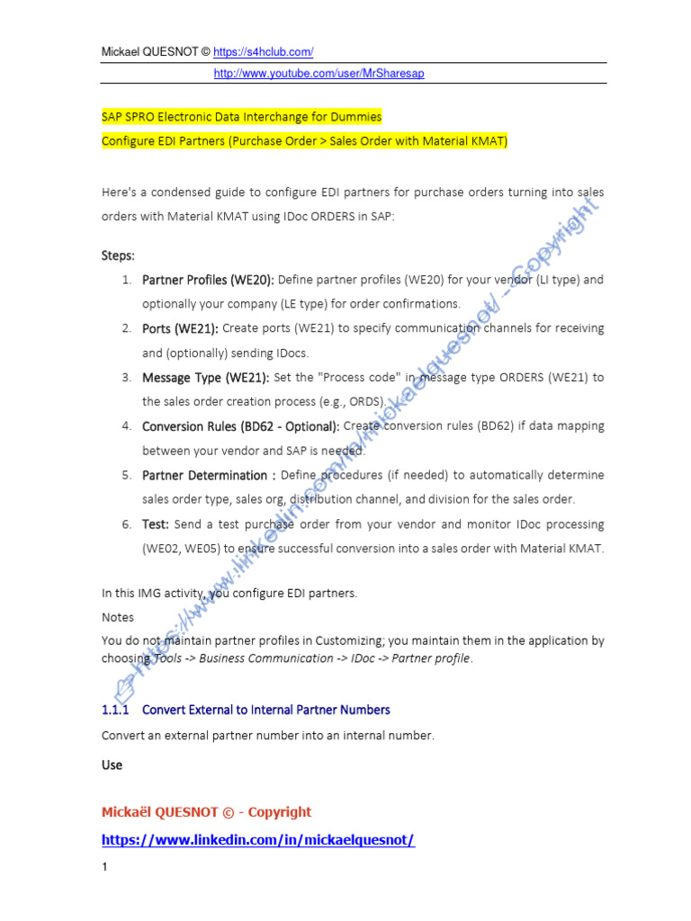 GU SAP S4 HANA Configure EDI Partners Docx 1713327769 | PDF | Electronic Data Interchange ...