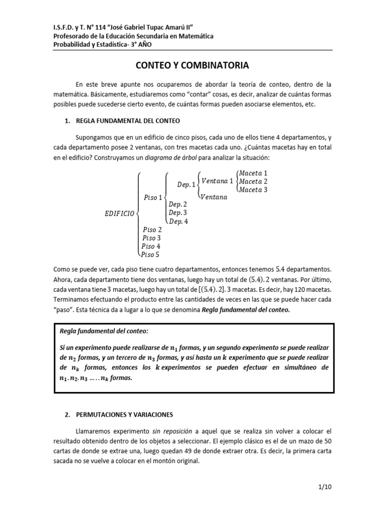 Conteo y Combinatoria 1 | PDF | Combinatoria | Permutación