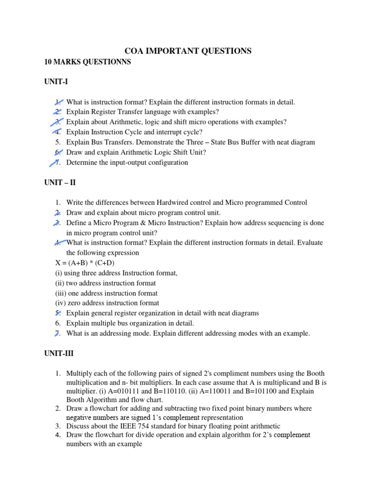 Coa Important Questions | PDF | Central Processing Unit | Cpu Cache