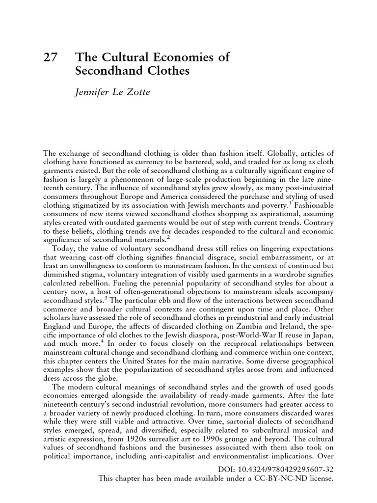 The Cultural Economies of Secondhand Clothes | PDF | Beat Generation ...