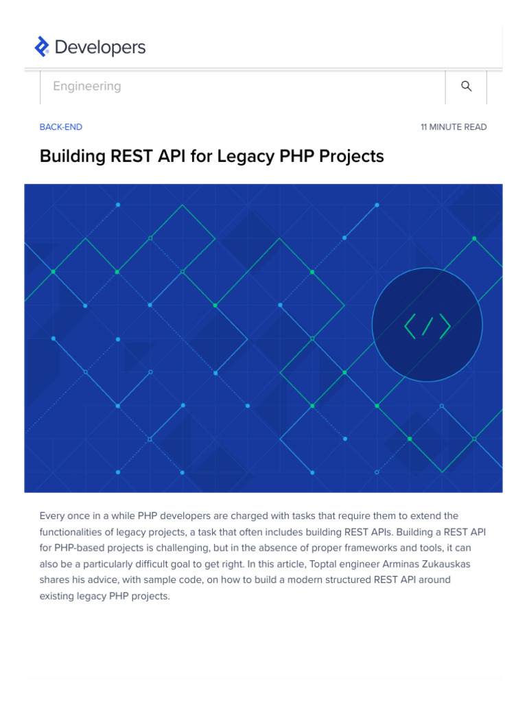 REST API For Legacy PHP Projects - Toptal® | PDF | Http Cookie | Web Server