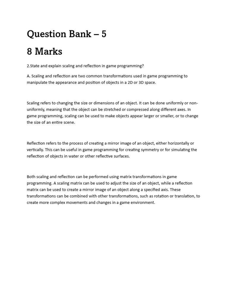 Scaling, Reflection & Game Programming | PDF | Shader | Computer Graphics