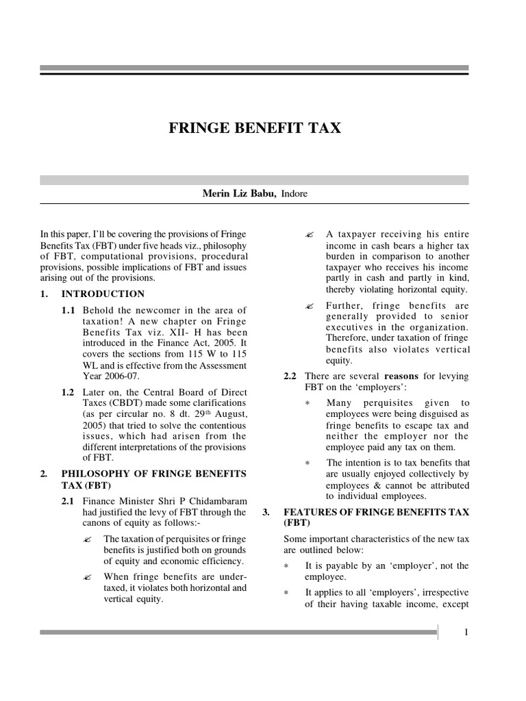 FBT Discussion | PDF | Taxes | Employee Benefits