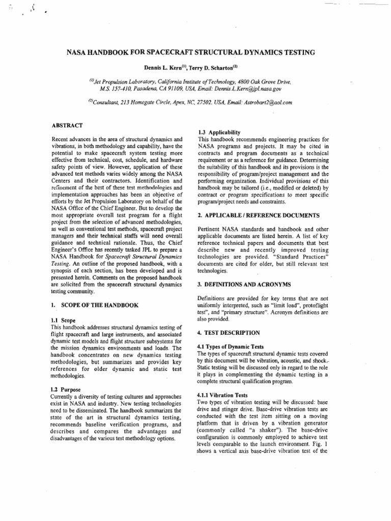 Nasa Handbook For Spacecraft Structural Dynamics Testing: Dennis L ...