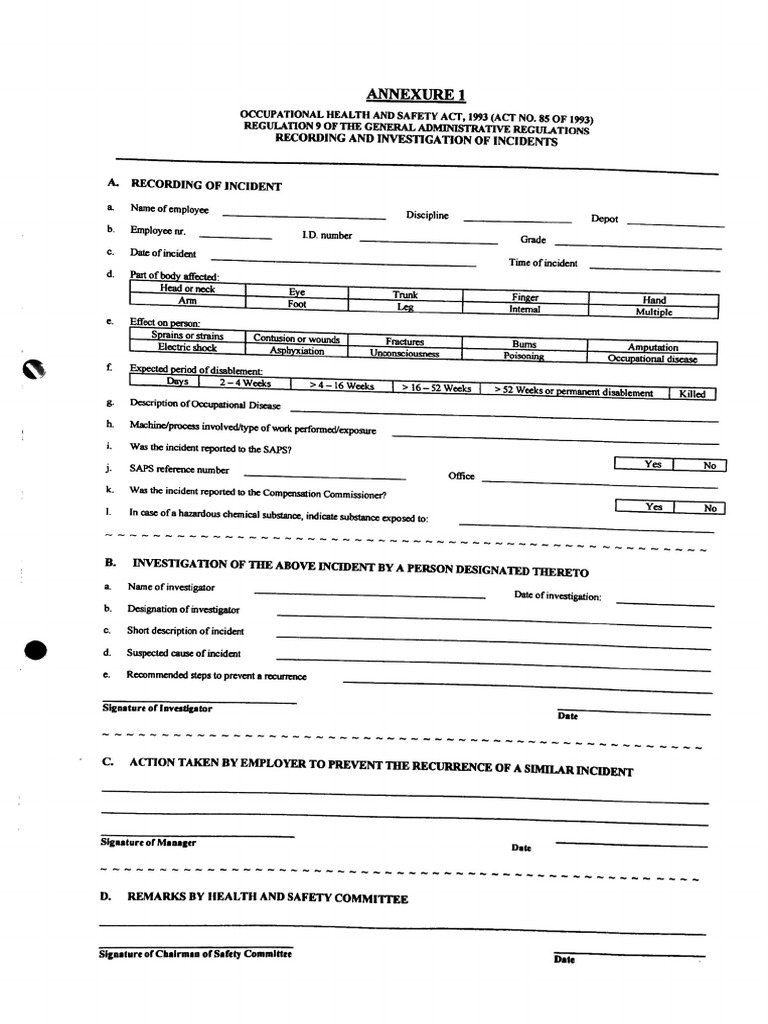 Incident Reporting Documents and Workman Compensation Docs | PDF