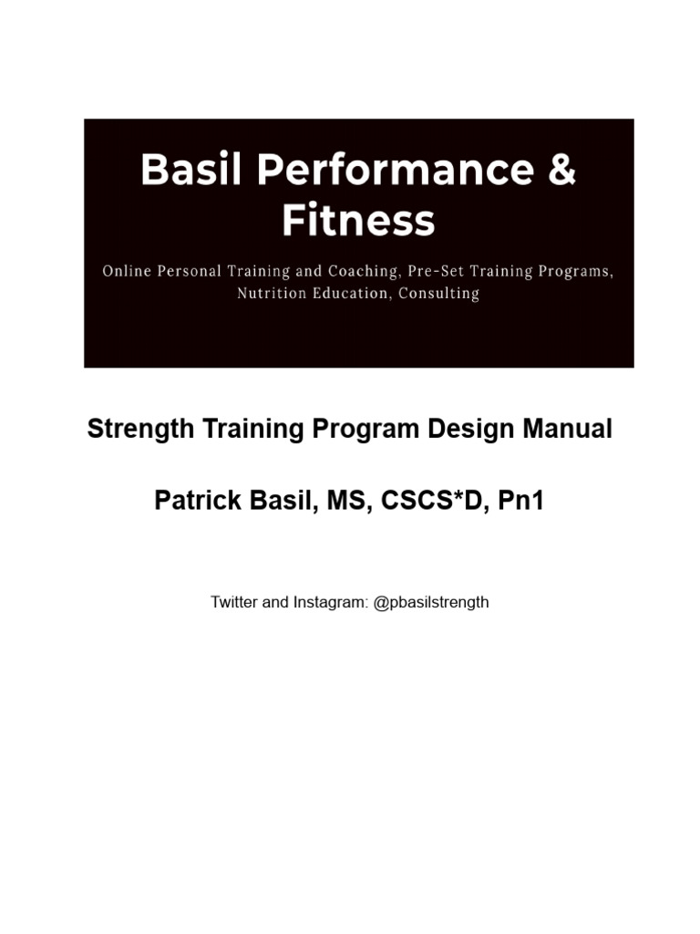 Strength Training Program Design Manual Pat Basil | PDF | Strength ...