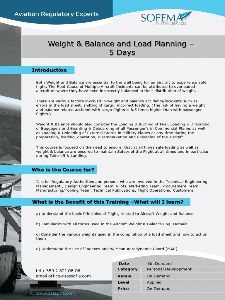 Weight and Balance and Load Planning 5days | PDF | Aviation