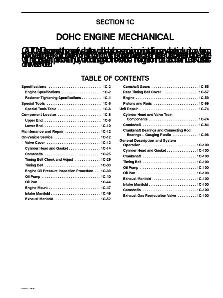 1C. DOHC Engine Mechanical | PDF | Valve | Piston