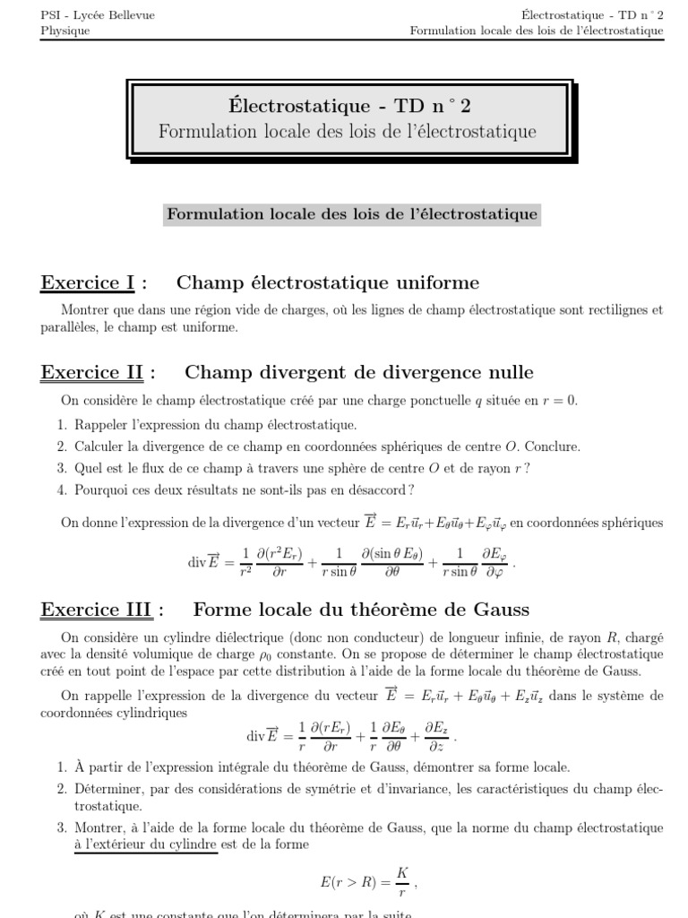 2.TD Electrostatique Locale | PDF | Électrostatique | Condensateur