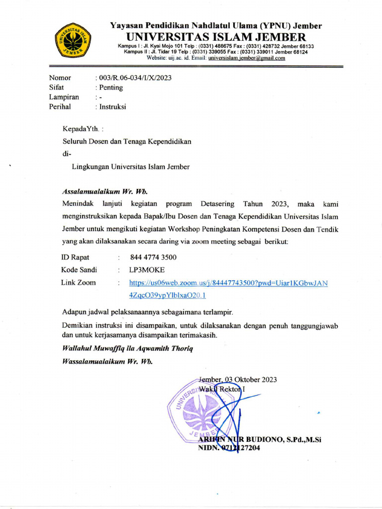 003 Surat Intruksi | PDF