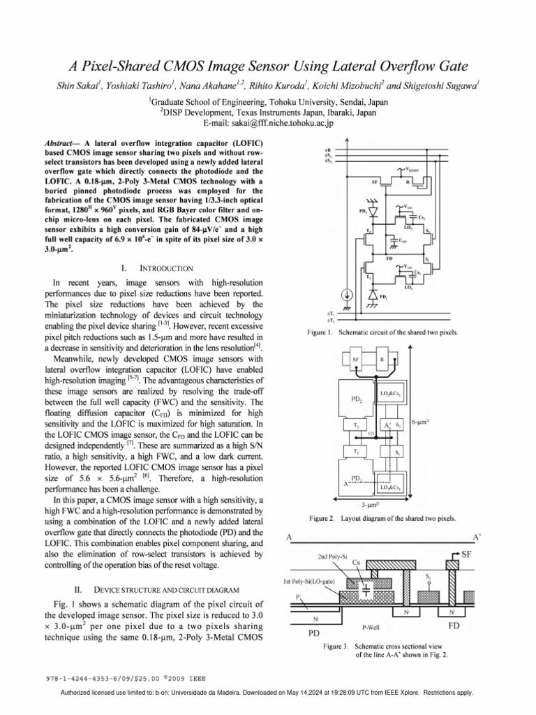 A Pixel Shared Cmos Image Sensor Using Lateral Overflow Gate Pdf Electrical Components
