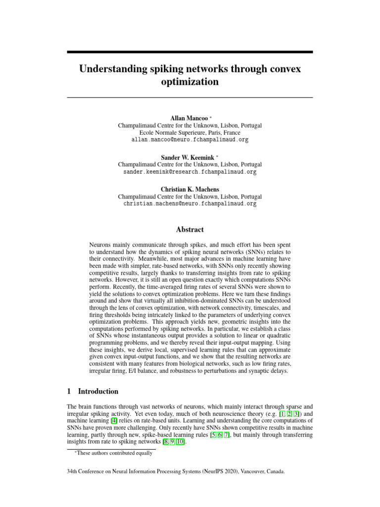 Mancoo Keemink Machens 2020 | PDF | Artificial Neural Network ...