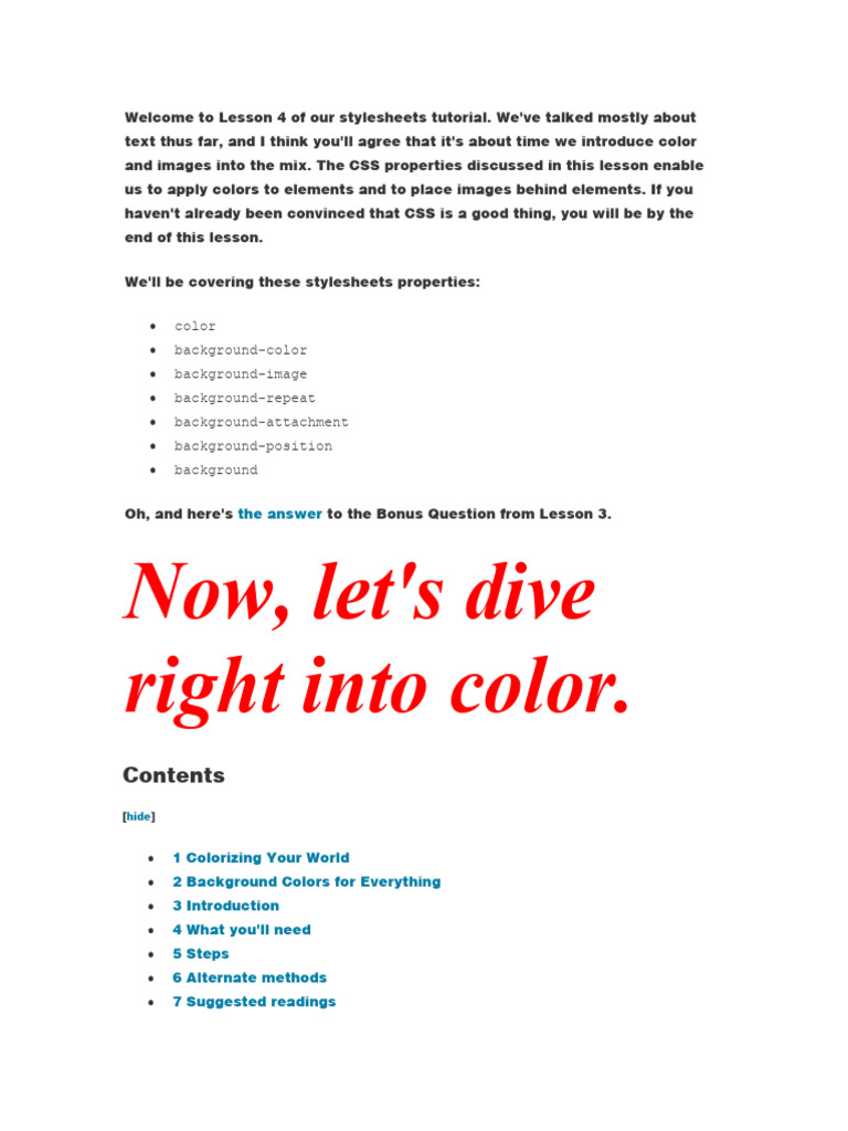 COLOUR&BACKGROUND-CSS | PDF | Cascading Style Sheets | Hypertext