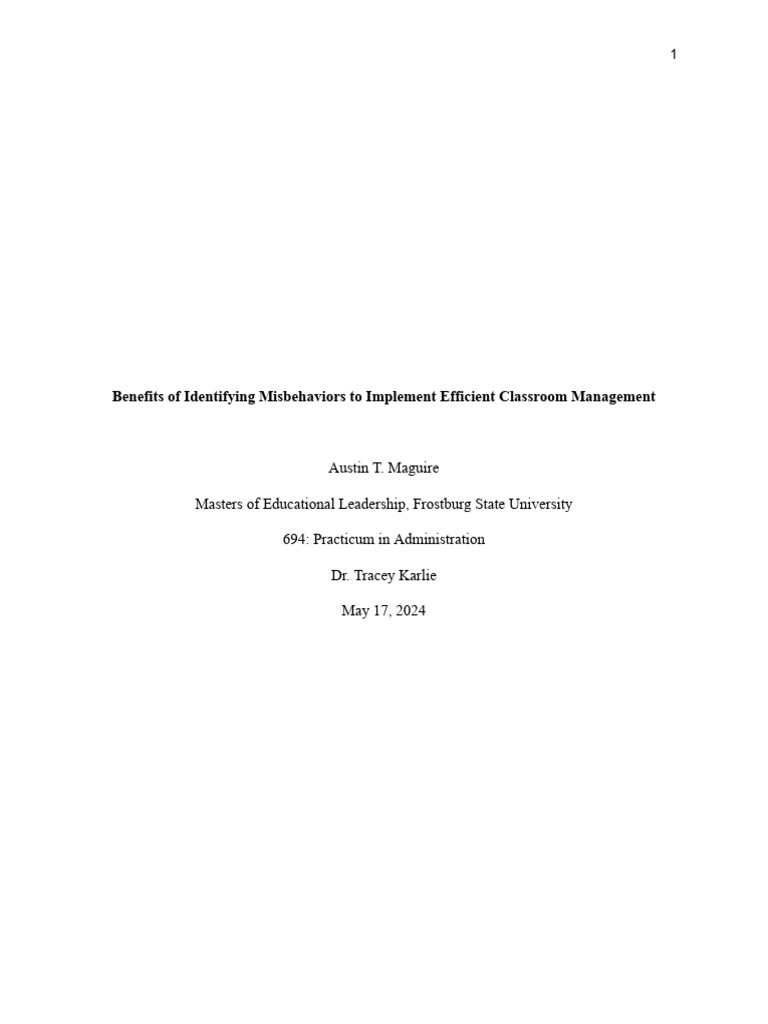 Maguire Capstone Research Project | PDF | Classroom Management | Teachers