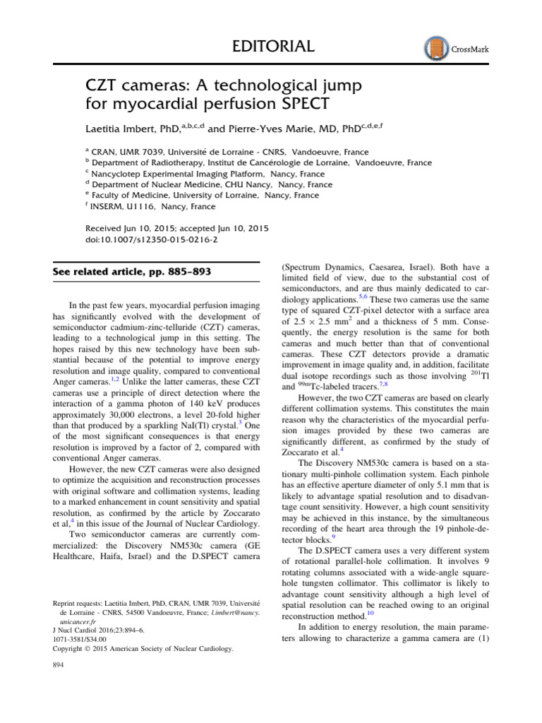 CZT Cameras - A Technological Jumpfor Myocardial Perfusion SPECT | PDF ...