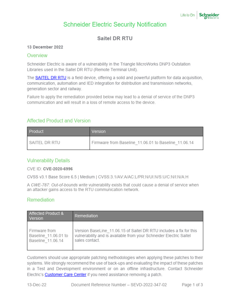 DNP3 Vulnerability in Saitel DR RTU | PDF | Security | Computer Security