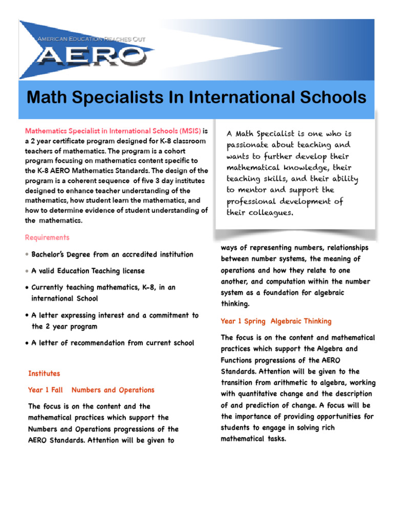 Math Specialist Program for K-8 Teachers | PDF | Mathematics ...