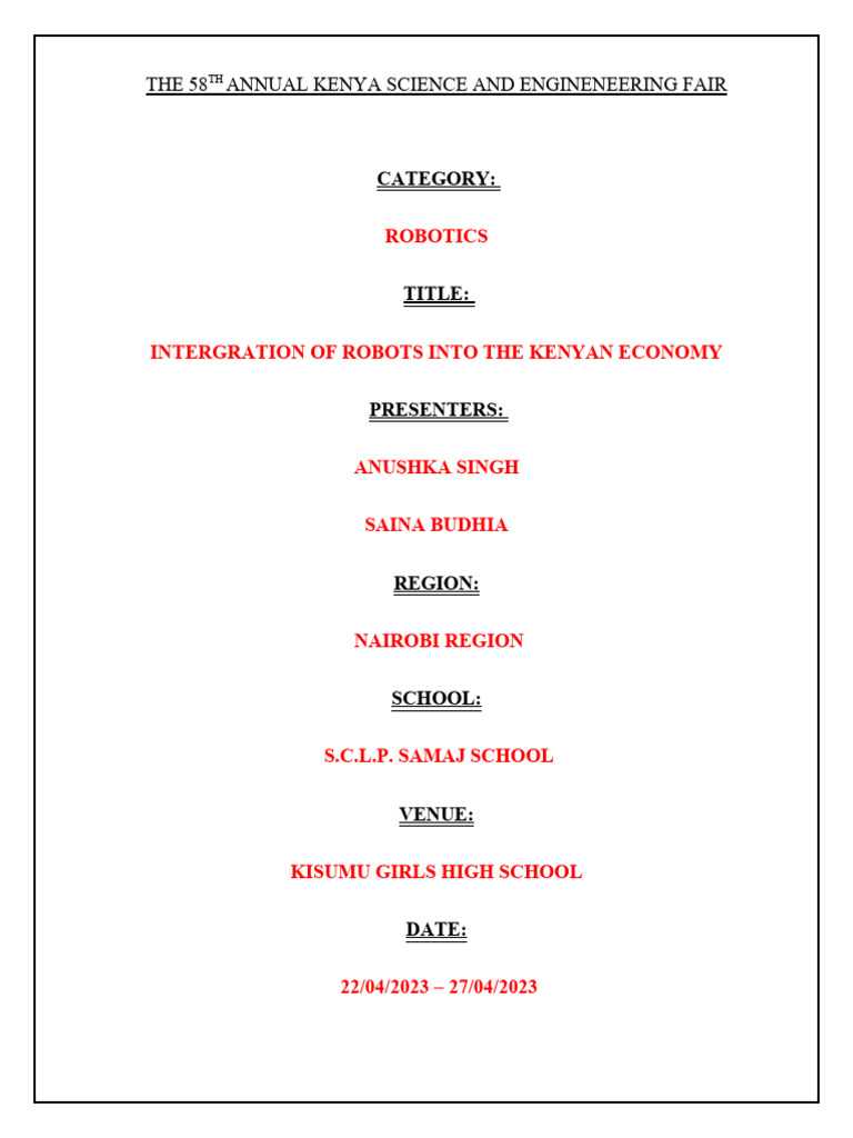 Final Final Science Congress Script-Saina 2023 | PDF | Cost Of Living | Robot