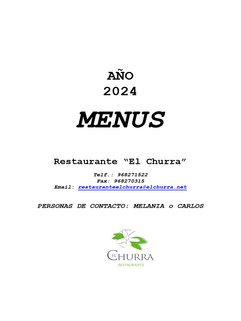 Menús Gourmet del Restaurante El Churra | PDF | Alimentos | Cocina