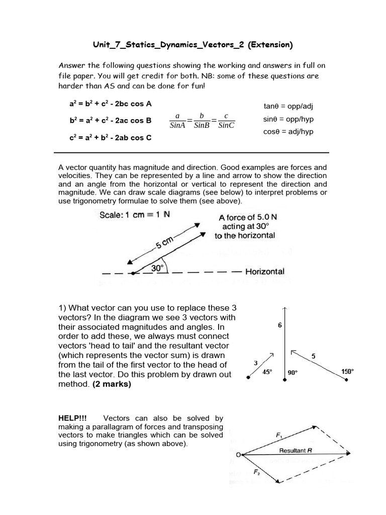 Unit 7 Statics Dynamics Vectors 2 | PDF | Euclidean Vector | Force