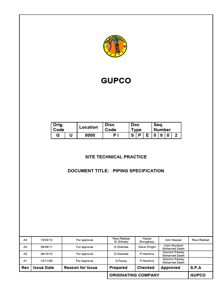 STP Piping Specification Overview | PDF | Pipe (Fluid Conveyance ...