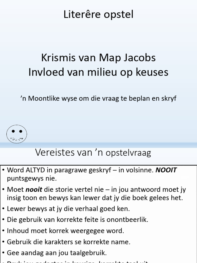 Moontlike wyse vir literêre opstel | PDF