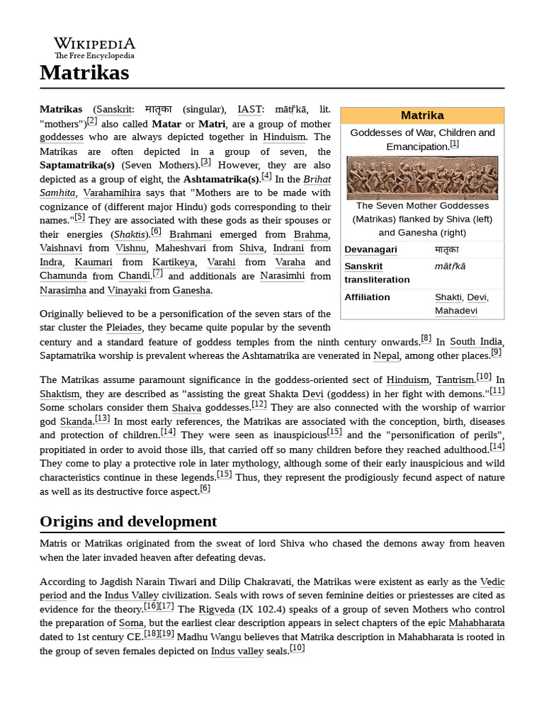 Matrikas | PDF | Devi | Hindu Theology