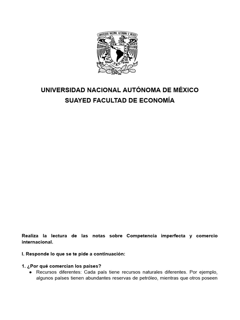 Act1 U3. Economía Internacional | PDF | Monopolio | Mercado (economía)