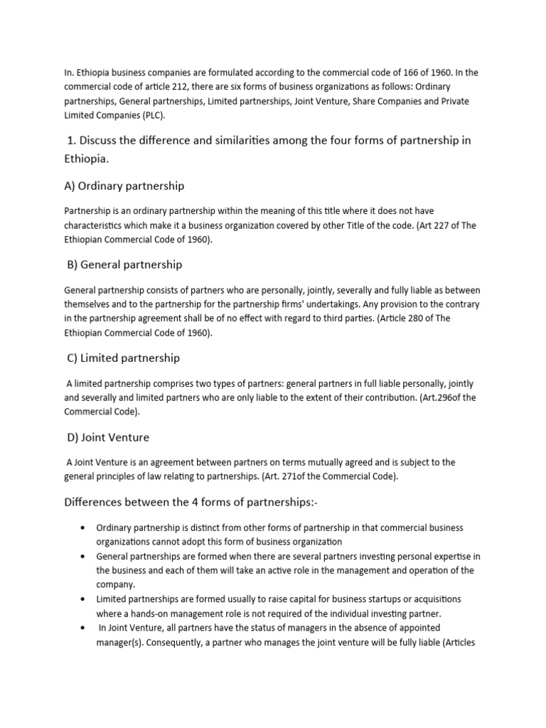 BL-ch3 Questions | Download Free PDF | Partnership | Limited Partnership