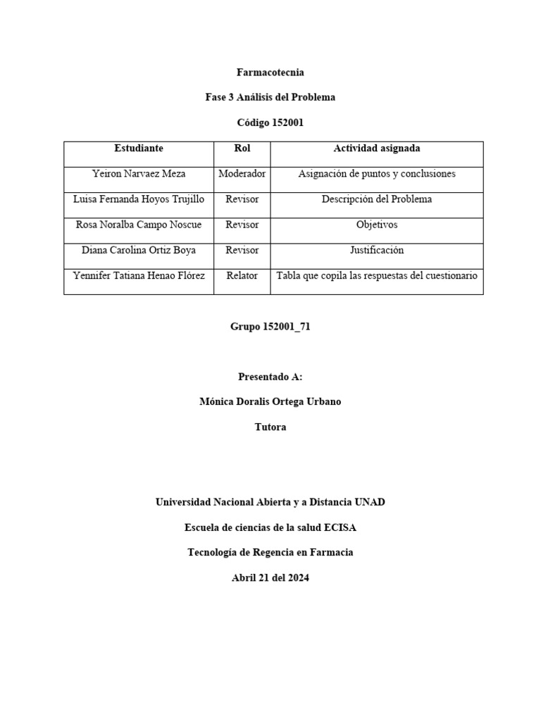 Fase 3 - Analisis Del Problema - Colaborativa | PDF | Farmacia | Medicamentos con receta