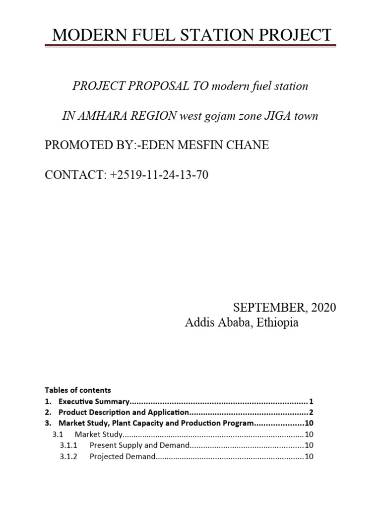 Modern Fuel Station Project Proposal | PDF | Expense | Internal Rate Of ...