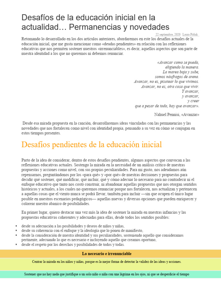 Laura Pitluck. Desafíos de La Educación Inicial en La Actualidad ...