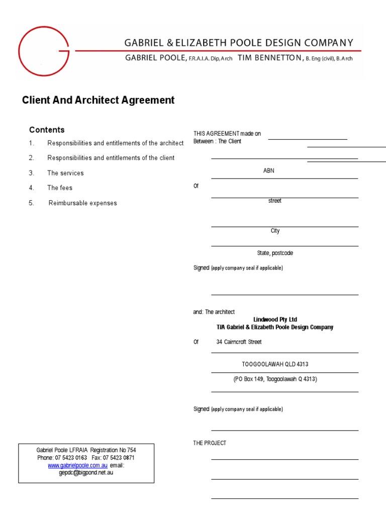 Architect Agreement Contract 2 | PDF | Architect | Indemnity