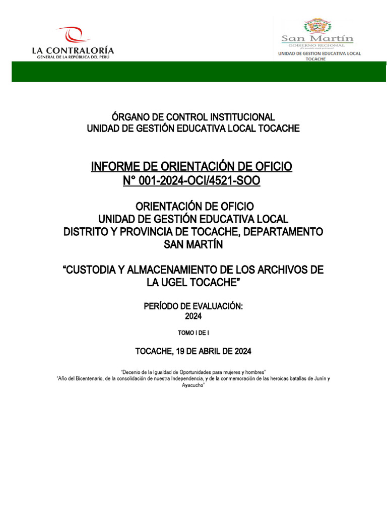 Informe Orientacion #001-2024 | PDF