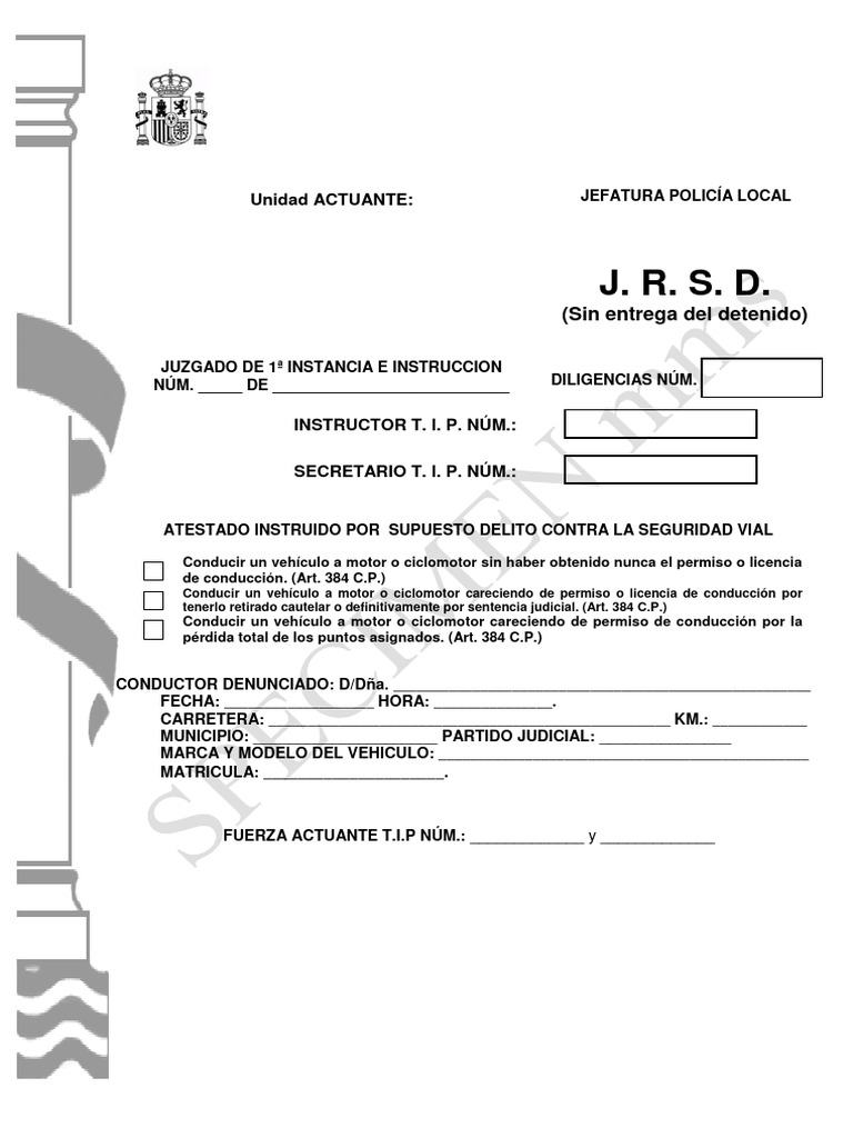 MODELO Atestado Completo Carecer Permiso | PDF | Licencia de conducir ...
