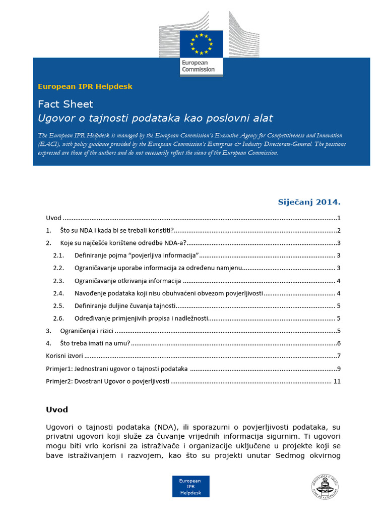 Ugovor o Tajnosti Kao Poslovni Alat | PDF