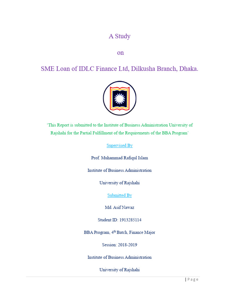 IDLC Final Report | PDF | Small And Medium Sized Enterprises | Loans