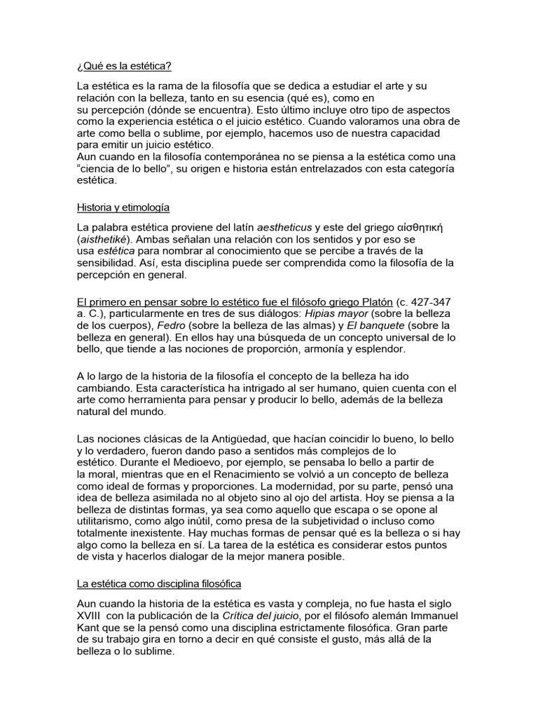 Introducción a la estética y su evolución | PDF | Estética | Belleza
