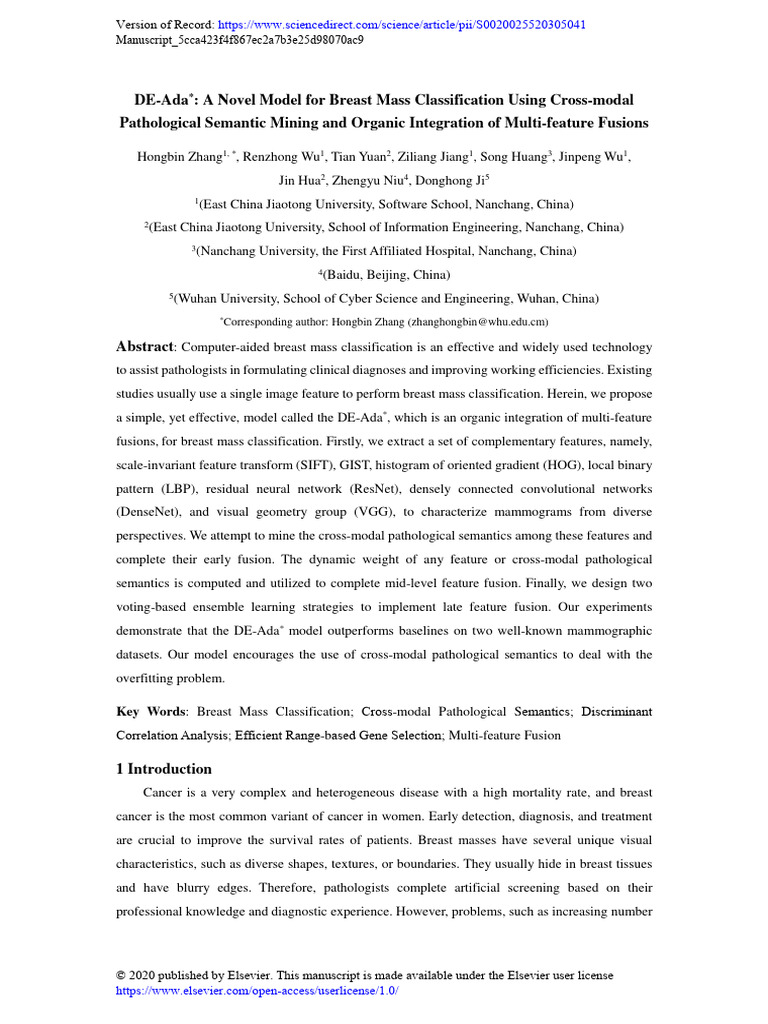 A Novel Model For Breast Mass Classification Using Cross-Modal ...
